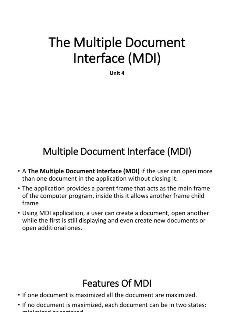 The Multiple Document Interface Mdi Unit 4 Pdf Class Computer Programming Computer File