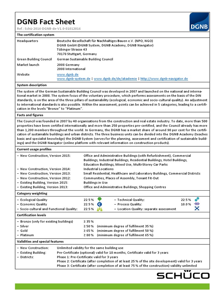 Fact Sheet DGNB PDF | PDF