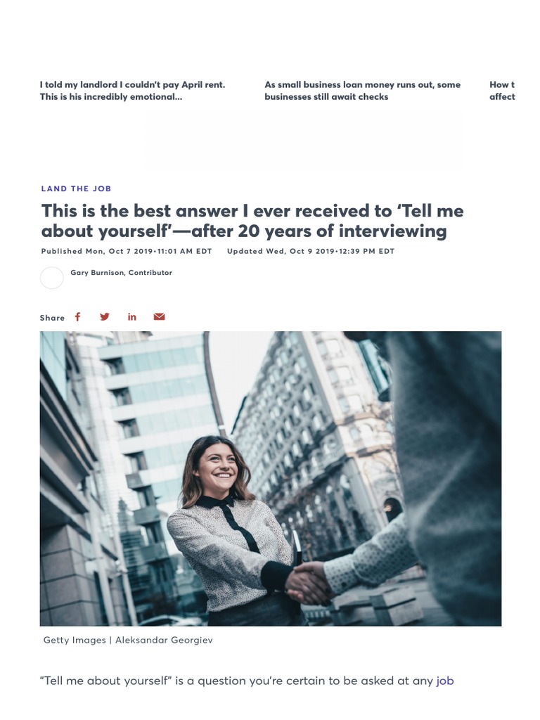 The Most Impressive Answer I Ever Received To 'Tell Me About Yourself ...