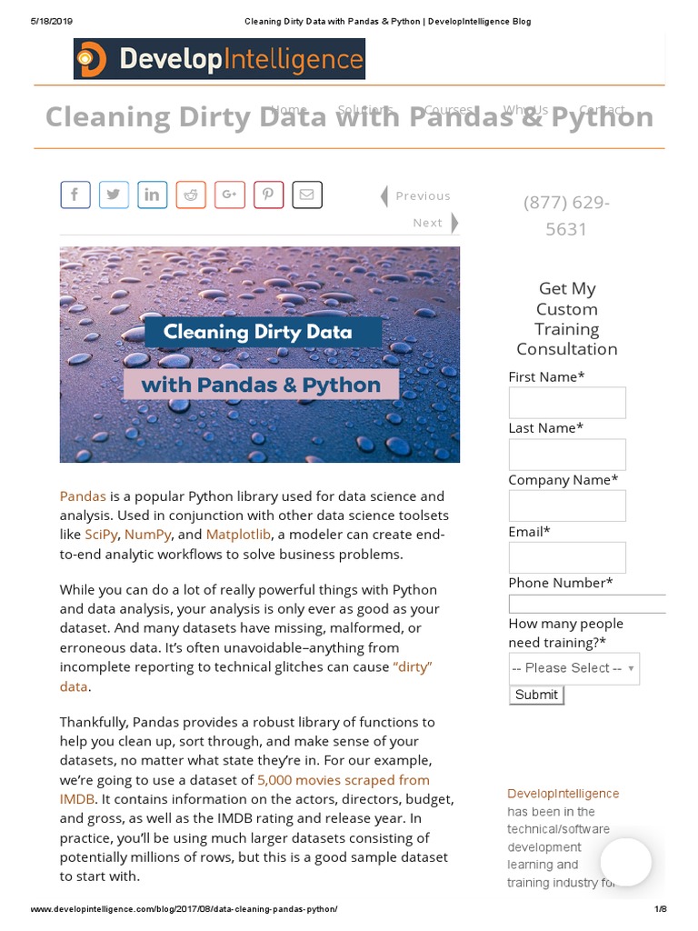 Cleaning Dirty Data With Pandas & Python - DevelopIntelligence Blog PDF | Download Free PDF ...