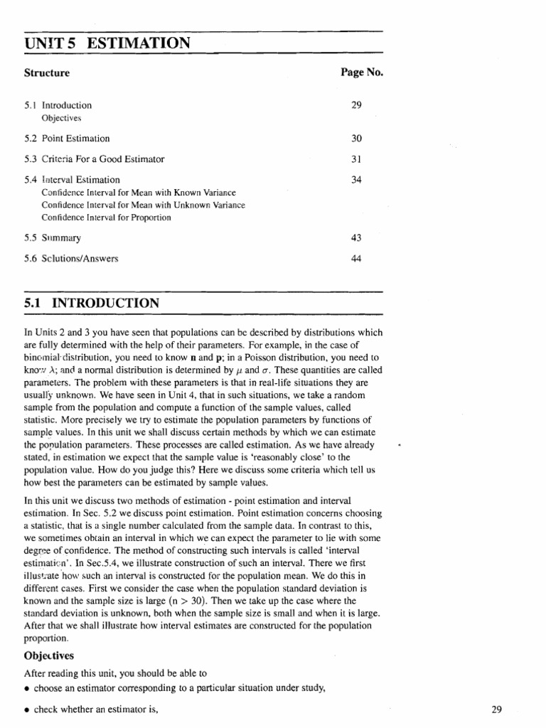 Unit 5 Estimation Structure Pdf Estimator Bias Of An Estimator