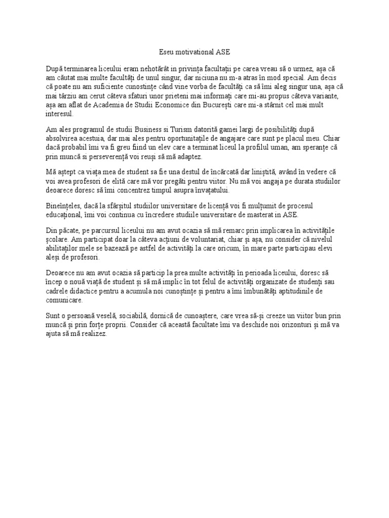 Eseu Motivational ASE | PDF