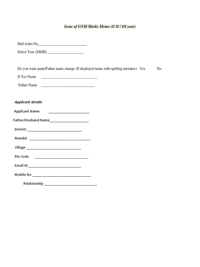 Issue of GNM Marks Memo - General Nursing and Midwifery Issue of Mark ...