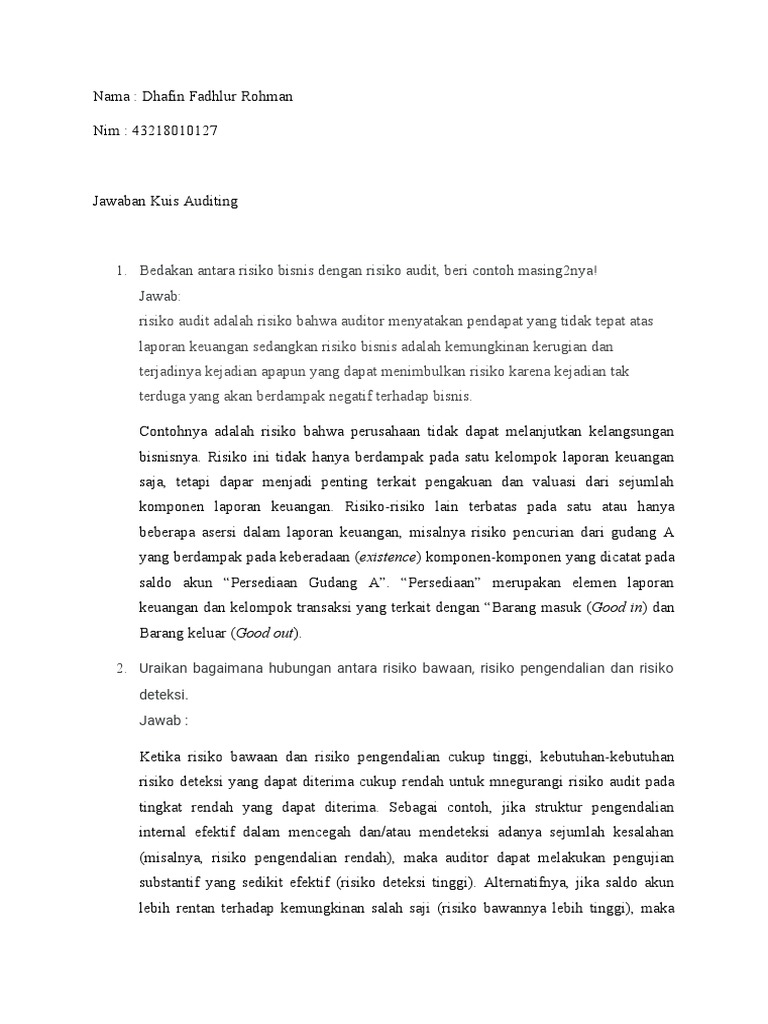 Kuis Audit Jawaban | PDF