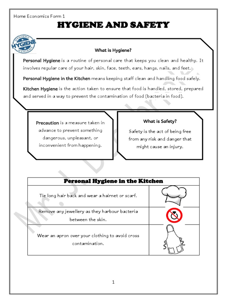 Hygiene and Safety: Personal Hygiene in The Kitchen | PDF | Hygiene ...