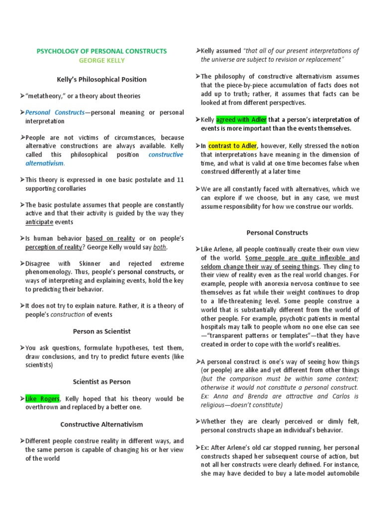 Kelly's Philosophical Position | PDF | Reality | Guilt (Emotion)