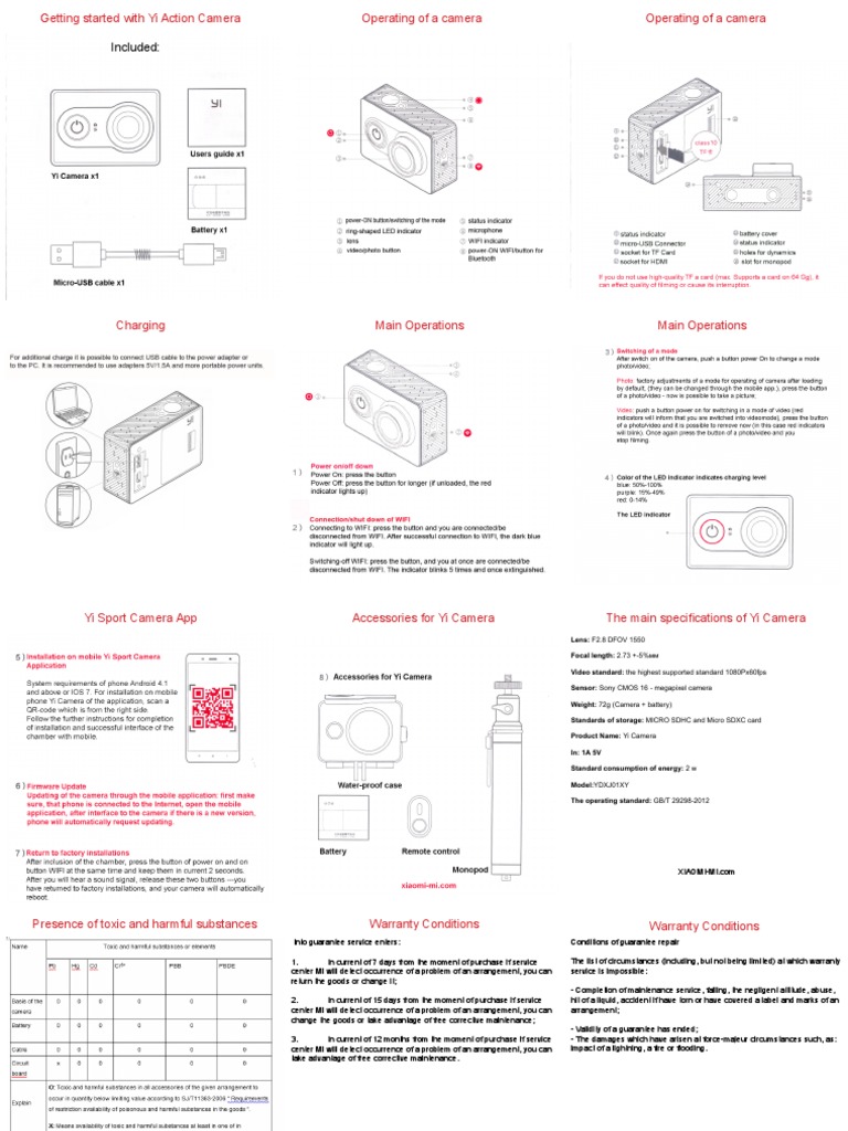 Manual Camera Yi-Sport PDF | PDF | Camera | Recording Devices