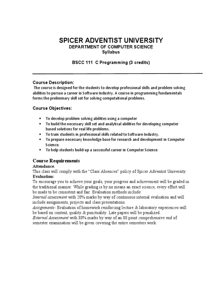 C Syllabus Update Pdf Pointer Computer Programming Subroutine