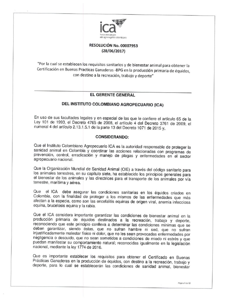 Resolucion 7953 de 28 Junio 2017EQUINOS PDF | PDF