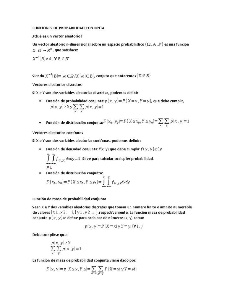 Funciones de Probabilidad Conjunta | PDF | Correlación y dependencia ...