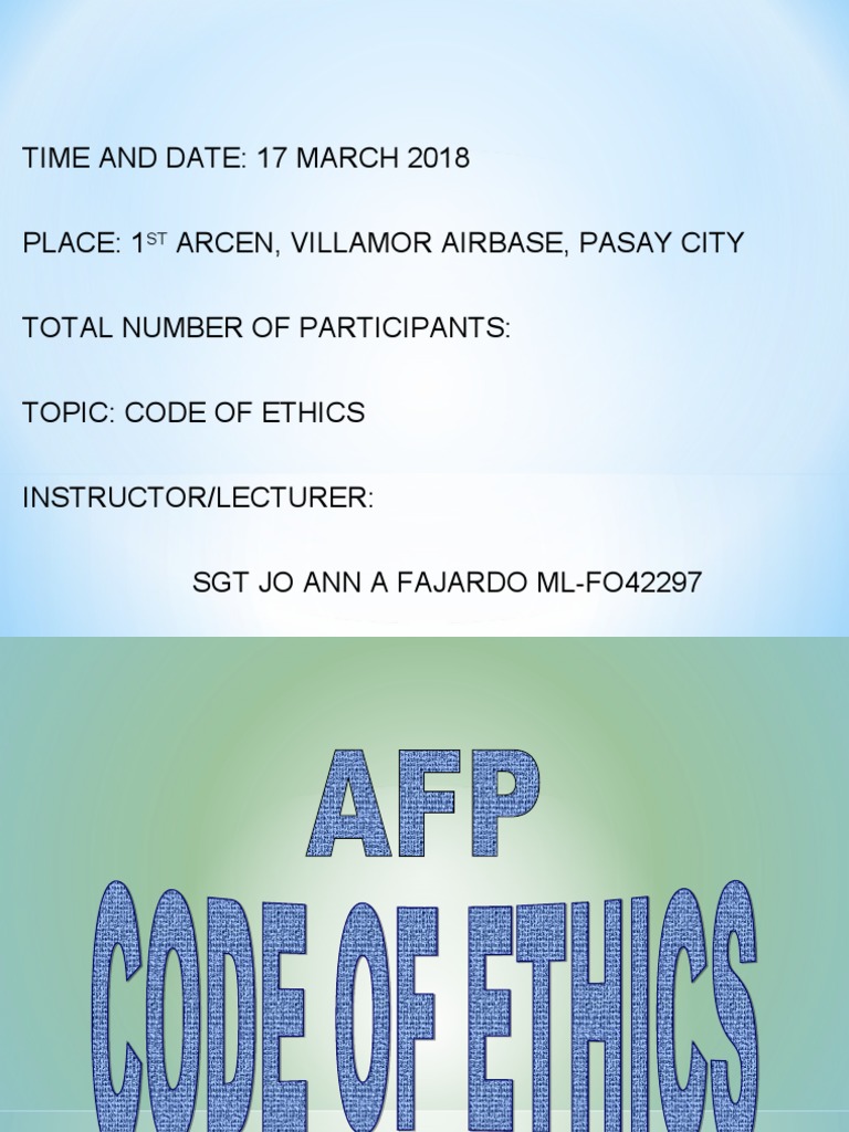 Afp Code of Ethics Jo Ann | PDF | Loyalty | Family
