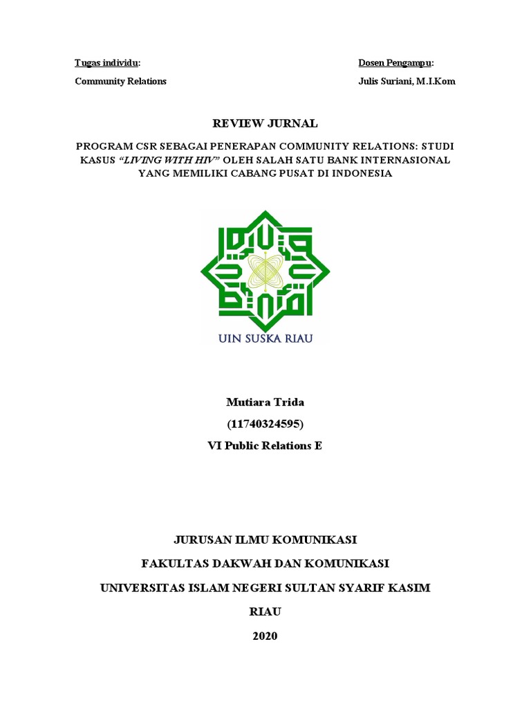 Review Jurnal CSR - Mutiara Trida - 6PRE - Community Relations | PDF | Karier & Perkembangan ...