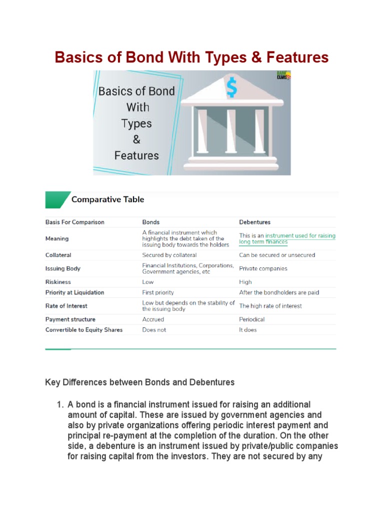 Basics of Bond With Types & Features | PDF | Debenture | Bonds (Finance)