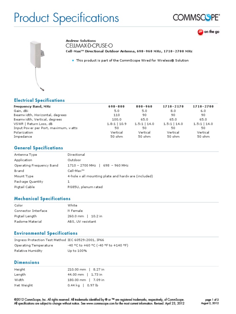 Product Specifications Product Specifications: Cellmax Cellmax - D D ...