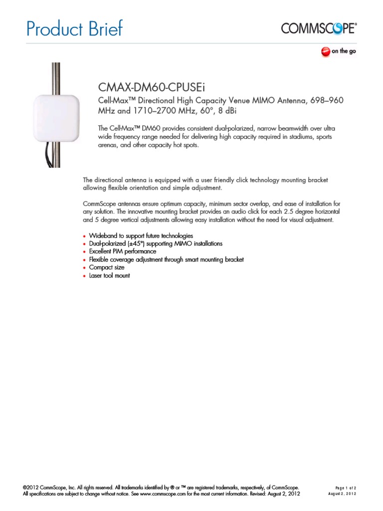 Product Brief Product Brief: Cmax-Dm60-Cpusei | PDF | Antenna (Radio ...