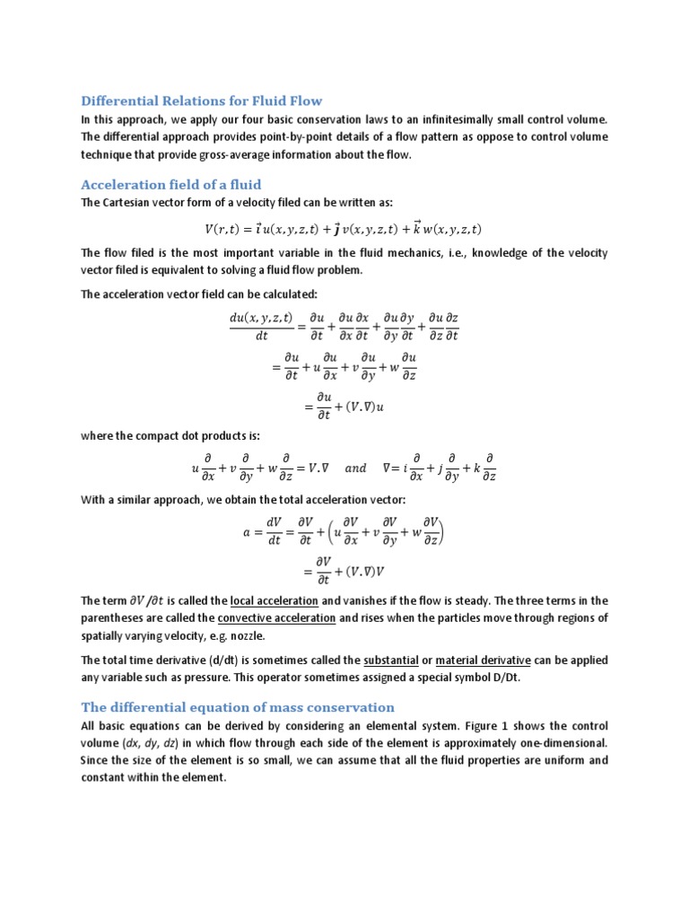 Differential Relations For Fluid Flow | PDF | Fluid Dynamics | Fluid ...