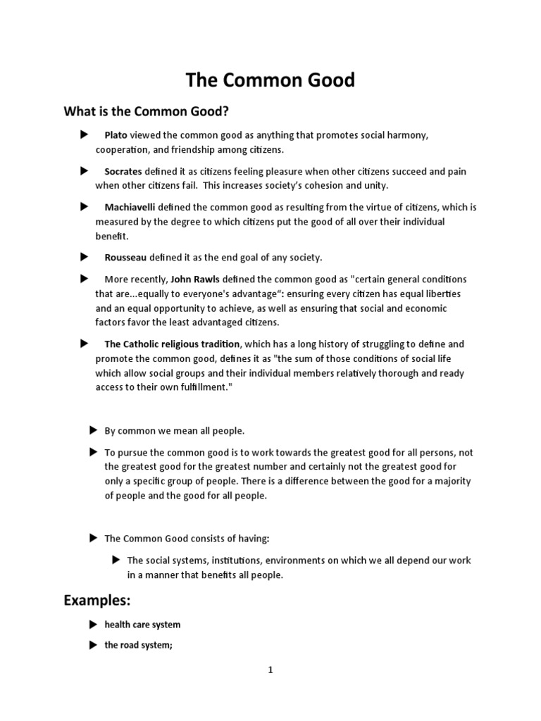 The Common Good | PDF | Common Good | Philosophical Theories