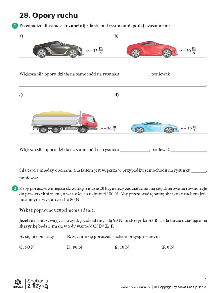 16.04 Karta Pracy 28 - Opory - Ruchu | PDF