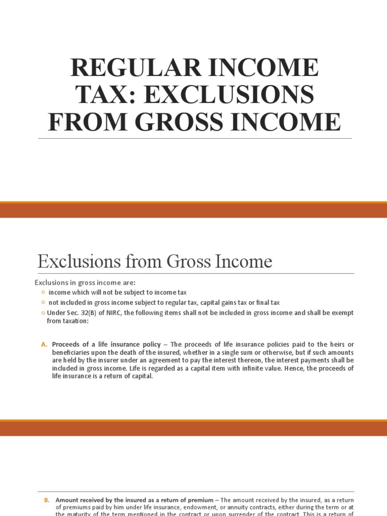 Exclusion of Gross Income | Download Free PDF | Gross Income | Life ...