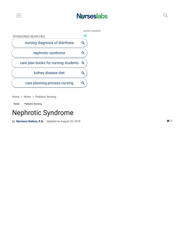 Nephrotic Syndrome Nursing Care Planning & Management - Study Guide PDF ...