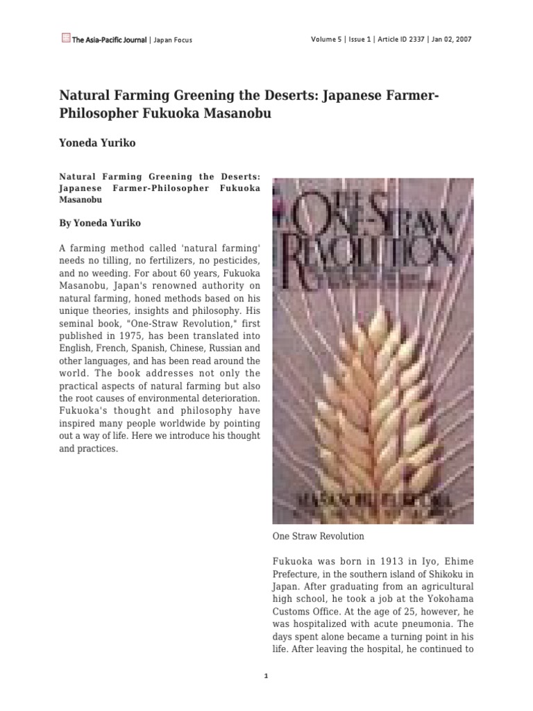 Natural Farming Greening The Deserts: Japanese Farmer-Philosopher ...