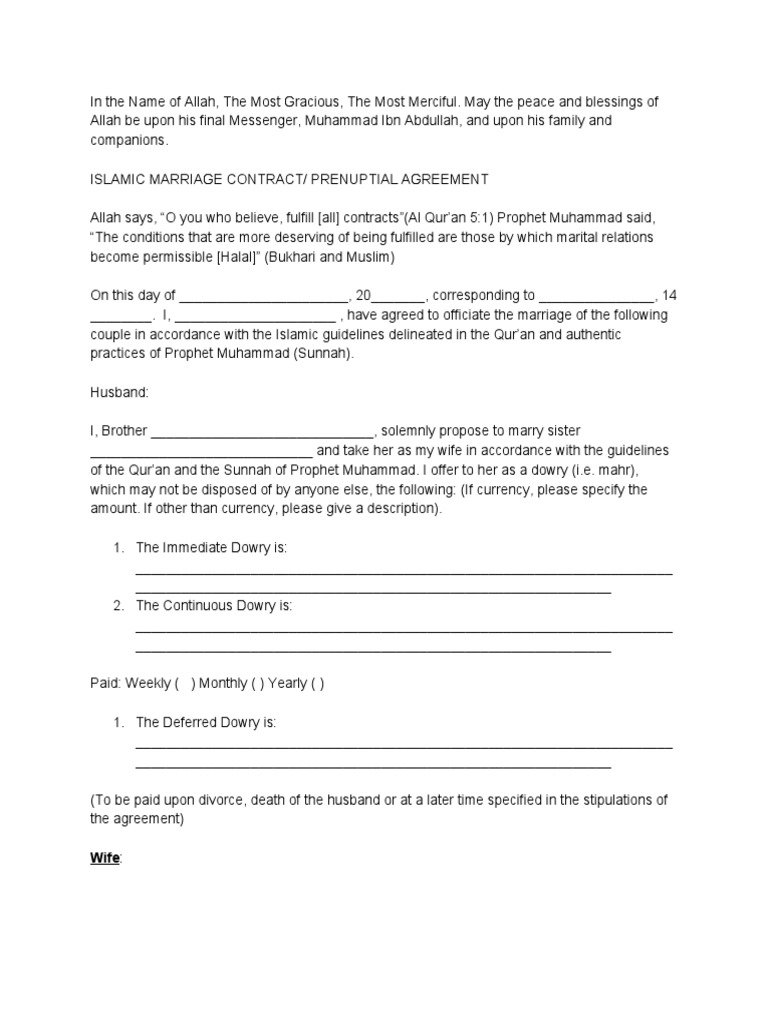 Marriage Contract PDF | Download Free PDF | Marriage | Husband
