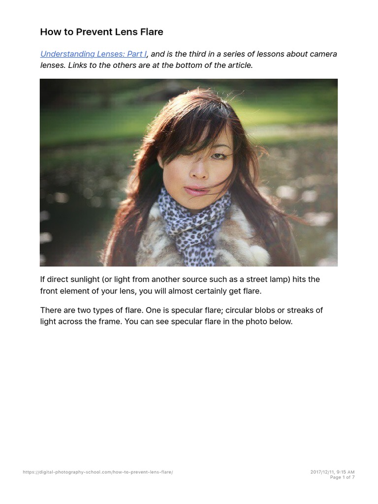 How To Prevent Lens Flare | PDF | Camera Lens | Zoom Lens