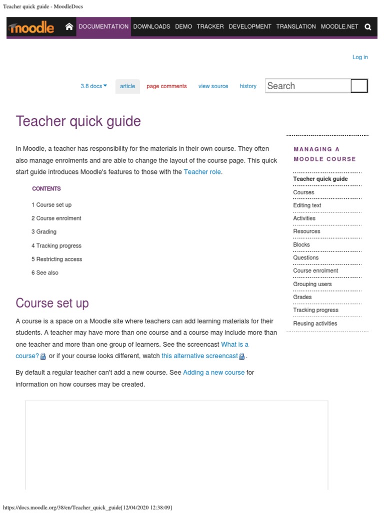 Teacher Quick Guide - MoodleDocs | PDF | Moodle | Learning