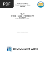 QCM - Microsoft Word - Excel - PowerPoint | PDF | Microsoft Word | Microsoft Excel