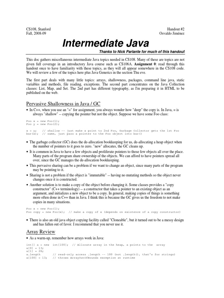 Intermediate Java: Pervasive Shallowness in Java / GC | PDF | Java ...
