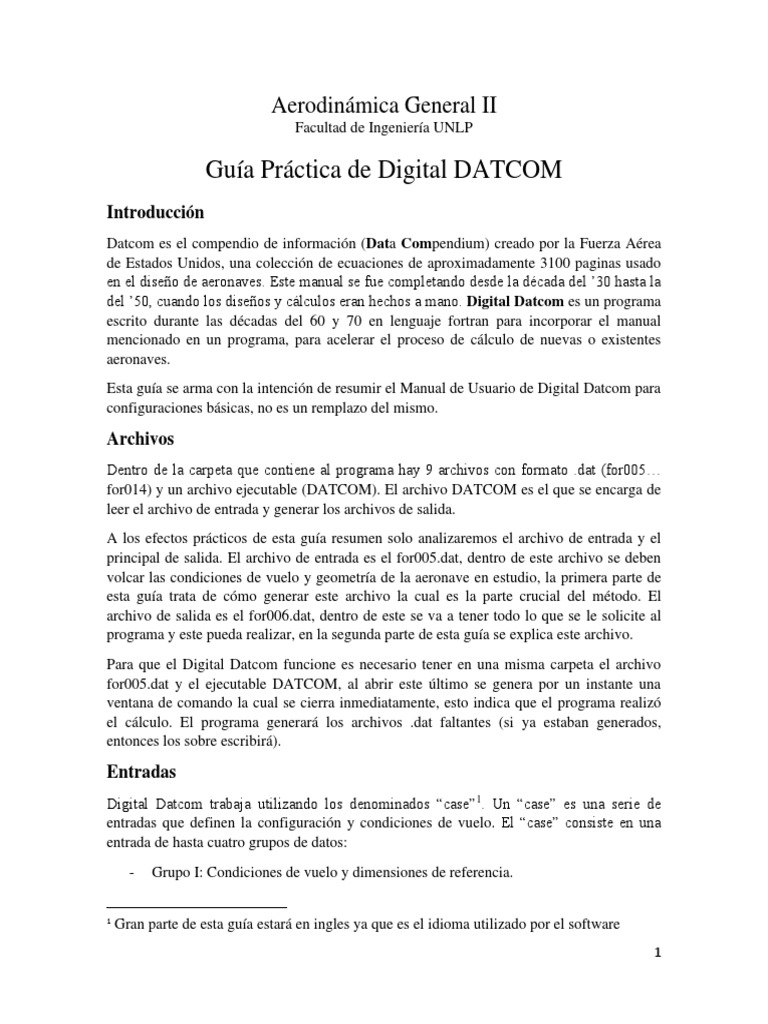 Guia Practica Digital DATCOM | PDF | Archivo de computadora | Programa de computadora
