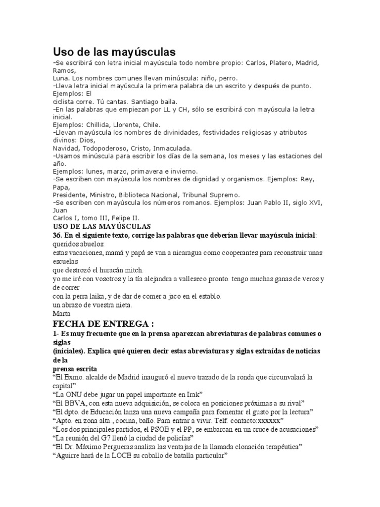 Guía de Uso de Mayúsculas y Más | PDF