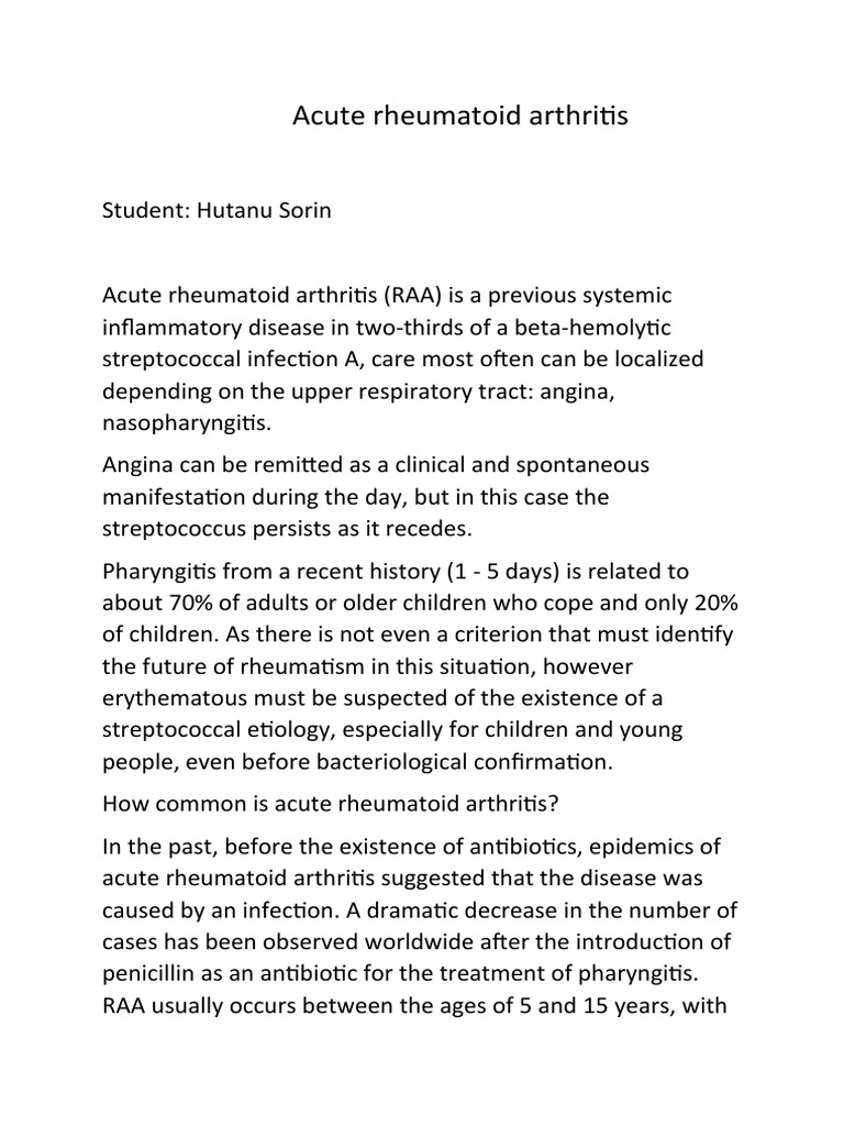 Artrita Reumatoida Acuta | PDF | Streptococcus | Infection