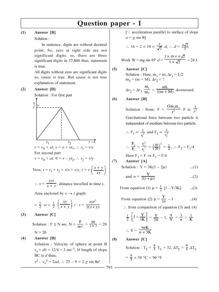 Solution Question Paper Pdf Download Free Pdf Capacitor