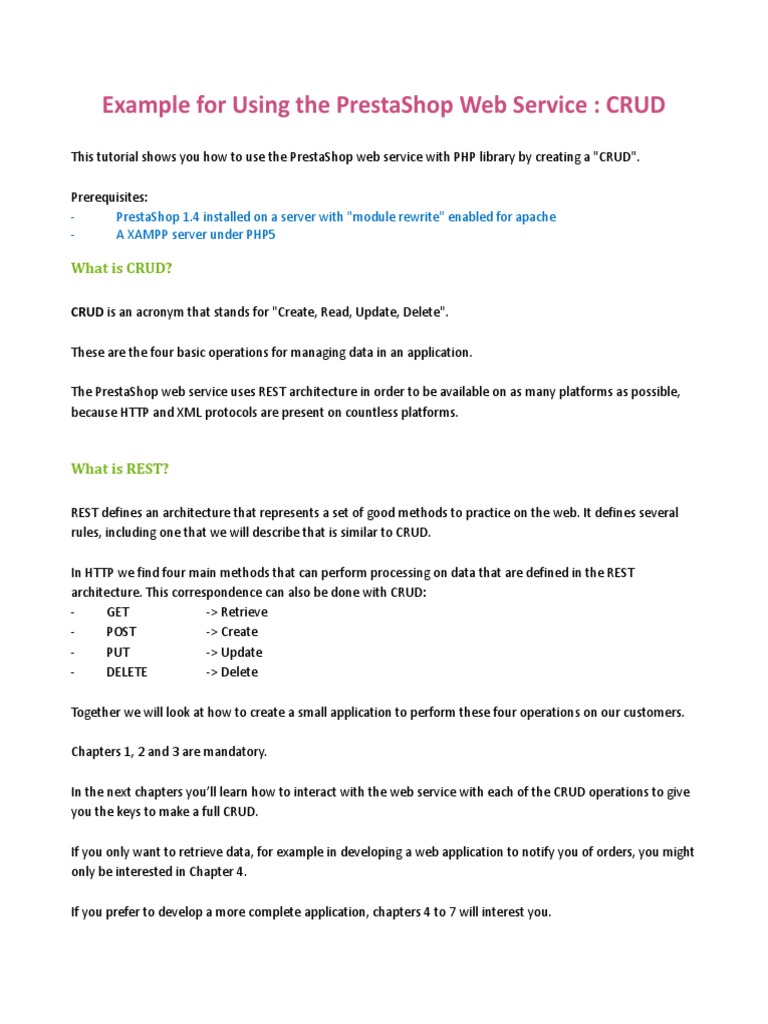 Example For Using The Prestashop Web Service: Crud | PDF