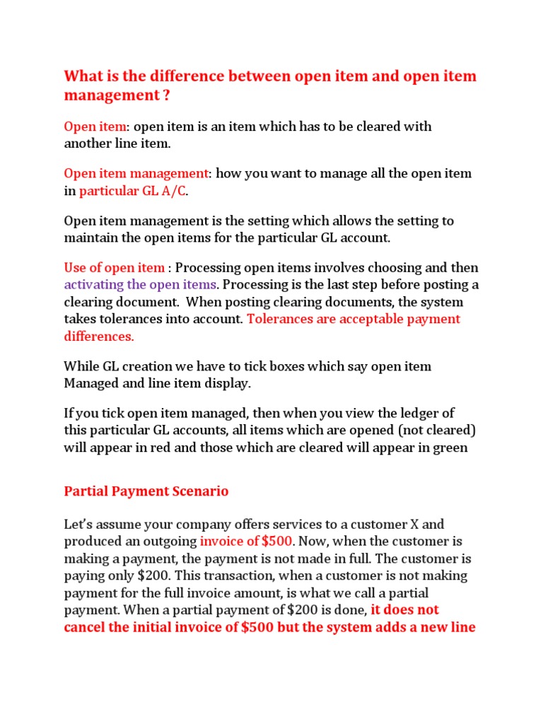 What Is The Difference Between Open Item and Open Item Management ...