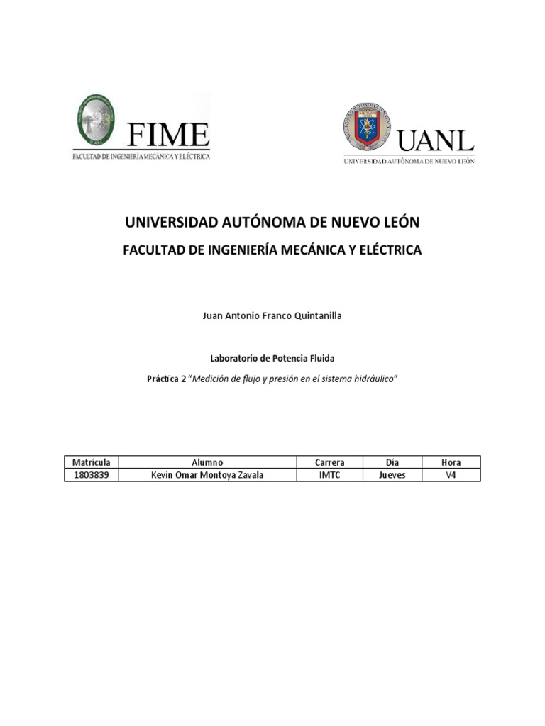 Práctica Lab de Potencia Fluida | PDF | Descarga (hidrología) | Solenoide