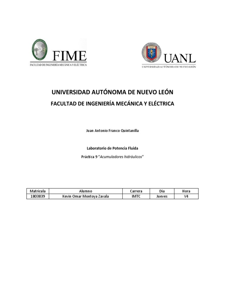 Práctica Lab de Potencia Fluida | PDF | Hidráulica | Ingeniería mecánica