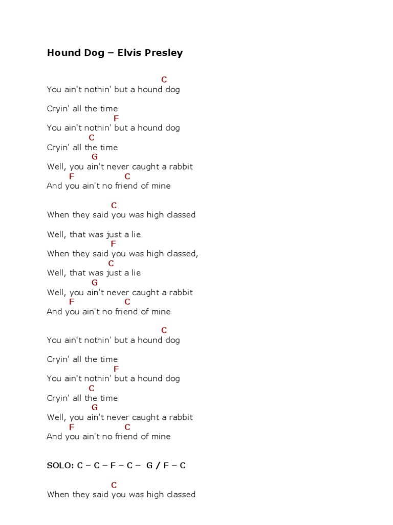 Hound Dog - Elvis Presley | PDF | Poetry