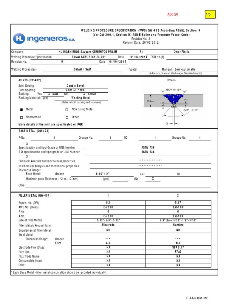 WPS for Welding Procedure ASTM A36 Steel | PDF | Chemical Substances ...