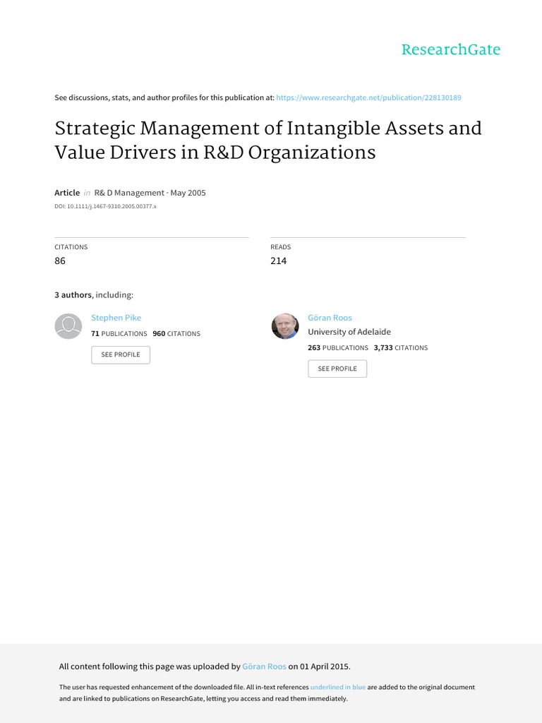 Strategic Management of Intangible Asset PDF | PDF | Resource ...