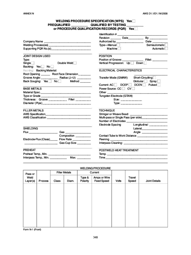 Aws Wps PQR Form | PDF | Chemical Substances | Building Materials