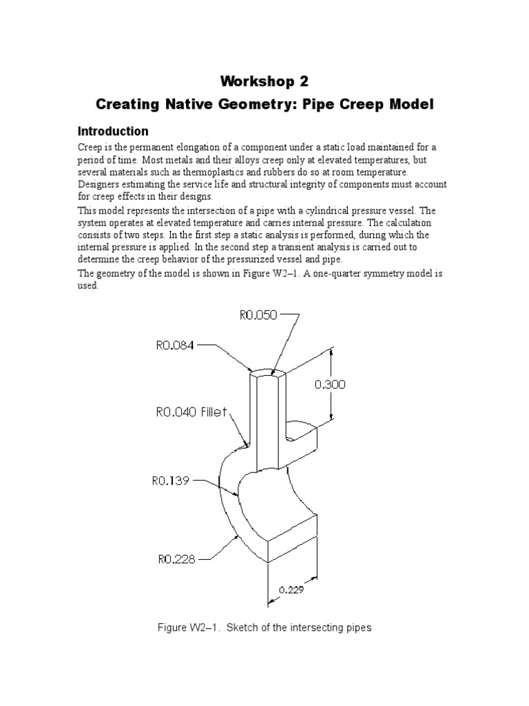 Modeling Creep in an Intersecting Pipe System Using Symmetry Conditions ...