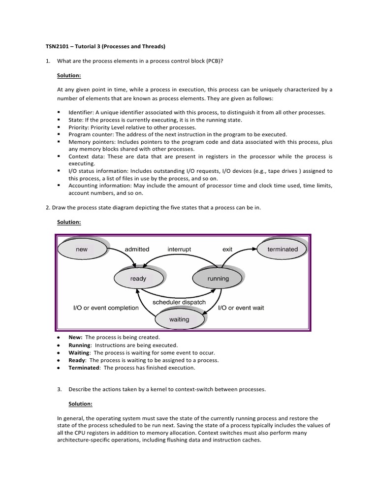 TSN2101 - Tutorial 3 (Processes and Threads) | PDF | Thread (Computing) | Process (Computing)