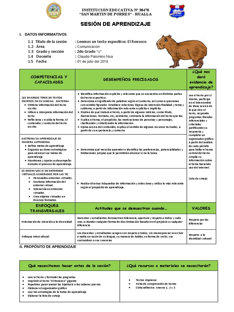 Texto Expositivo: El Ronsoco | PDF | Aprendizaje | Science