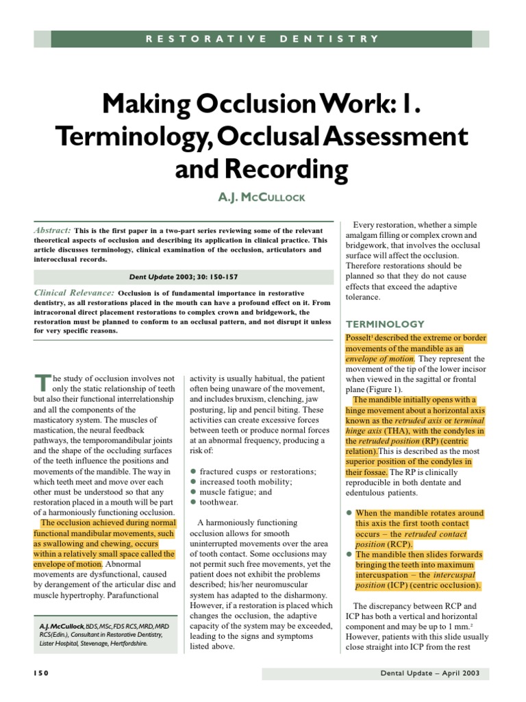 1 Making Occlusion - Terminology | PDF | Dentistry | Mouth
