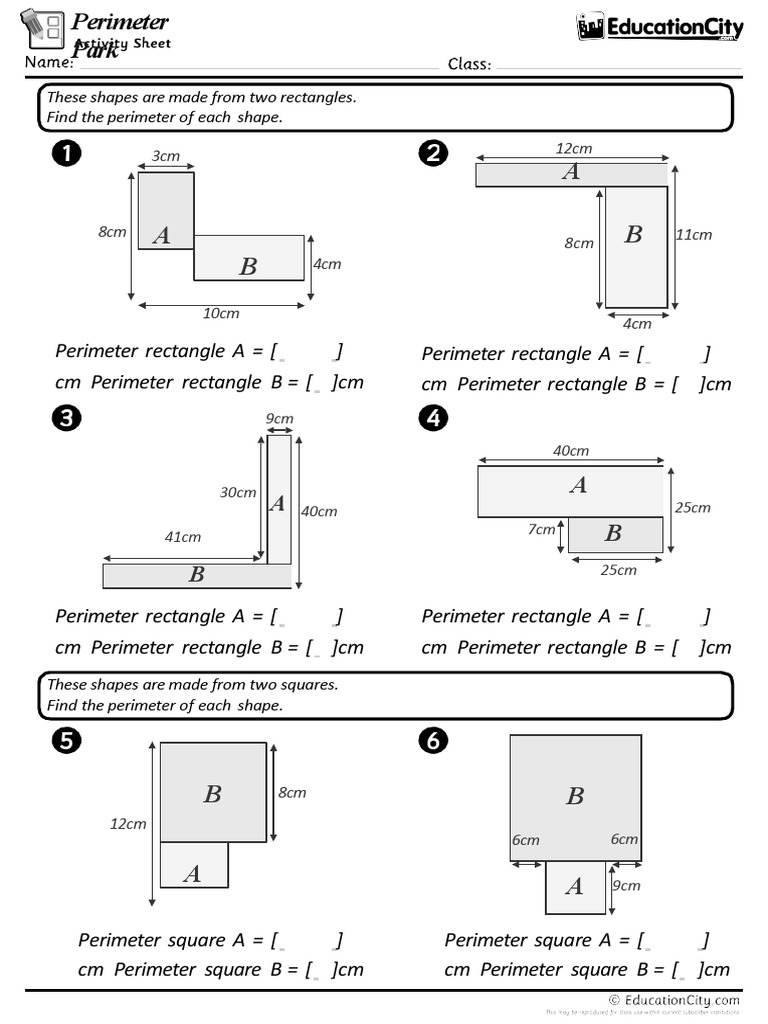 3cm 12cm: These Shapes Are Made From Two Rectangles. Find The Perimeter ...