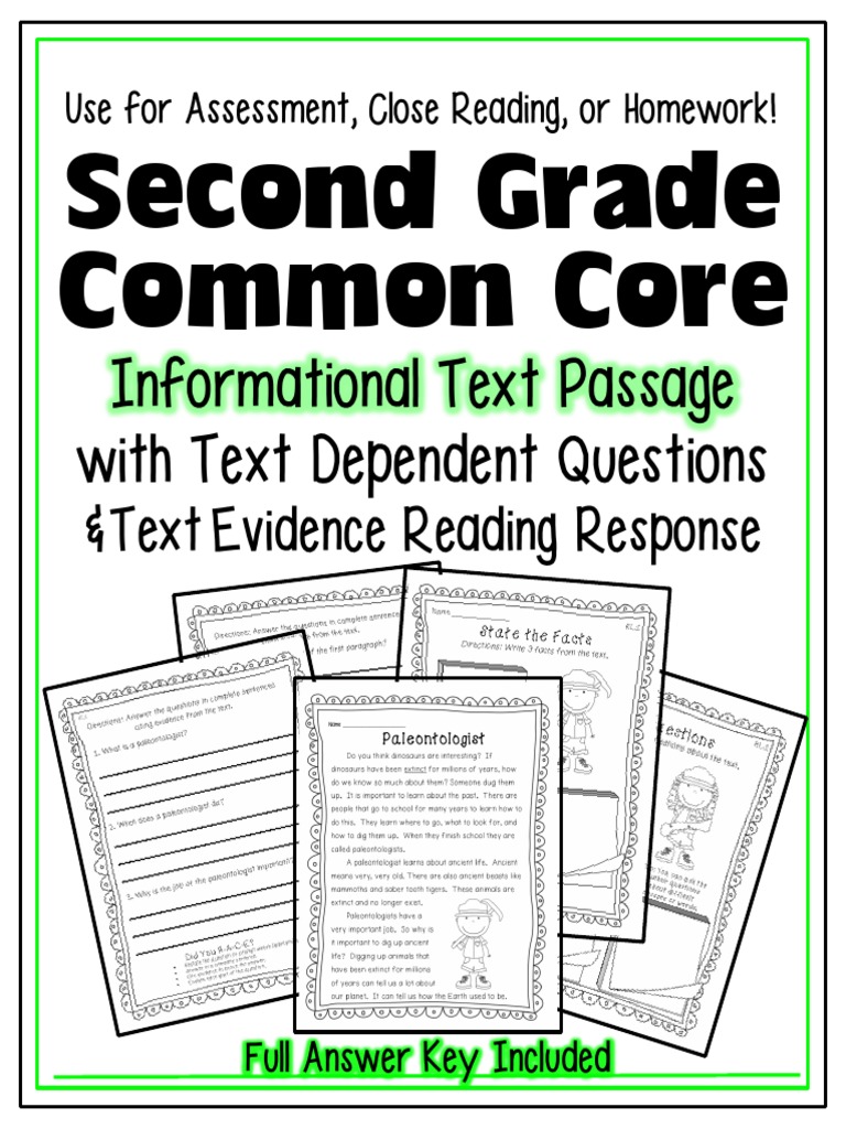 Second Grade Common Core: Informational Text Passage With Text ...