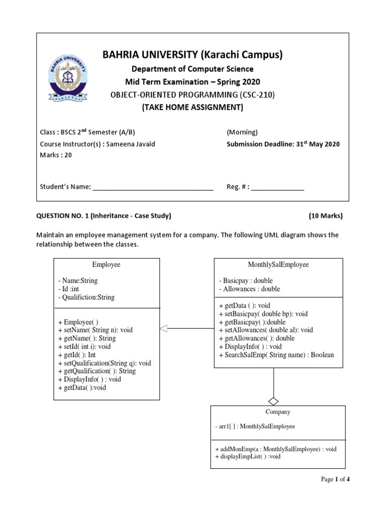 Oop Mid Exam | PDF | Class (Computer Programming) | Method (Computer ... Oop Mid Exam | PDF | Class (Computer Programming) | Method (Computer ...