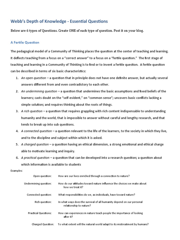 Create 6 Fertile Questions | PDF | Question | Learning